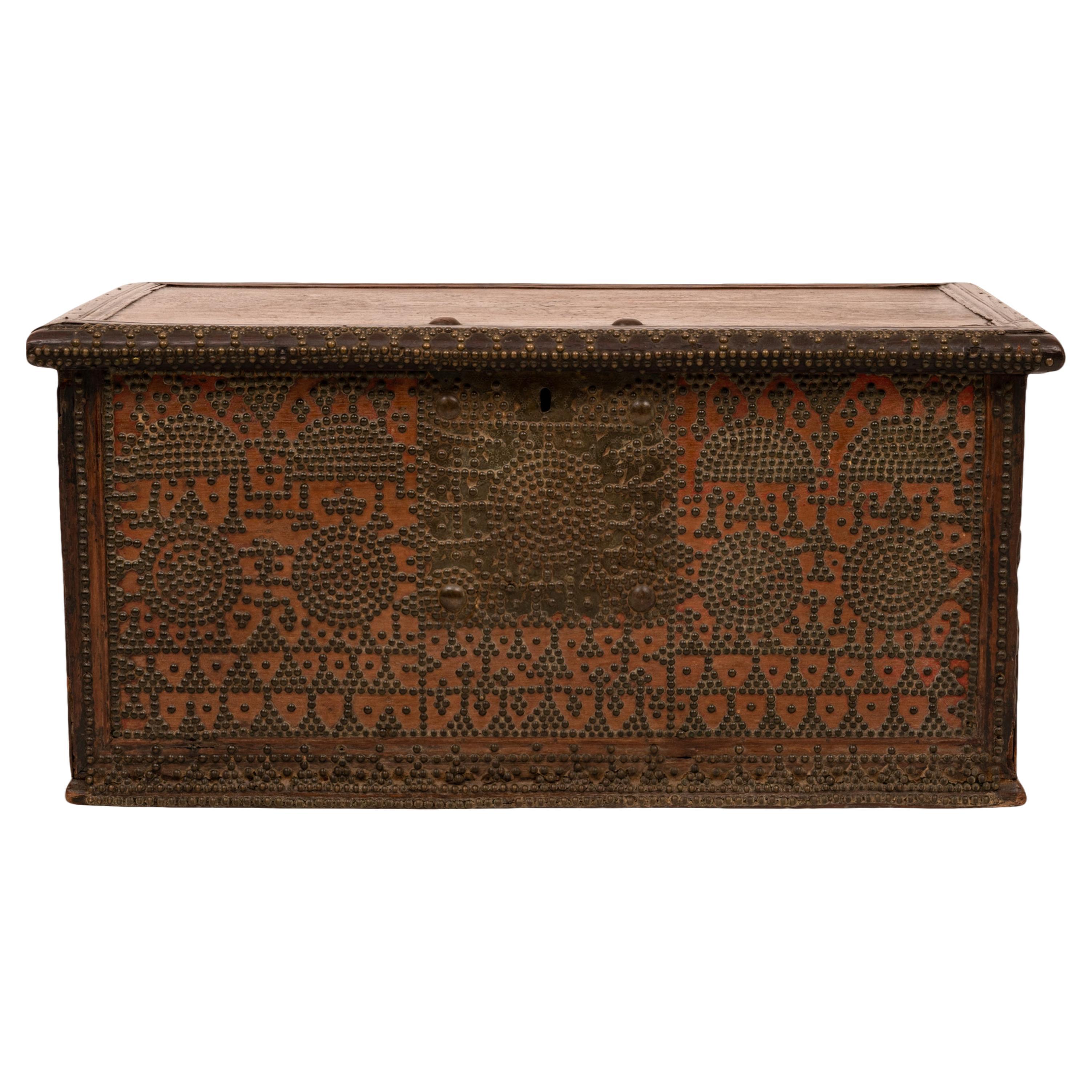 Antique Zanzibar Omani Arab Padouk Teak Brass Stud Dowry Chest Coffer ...