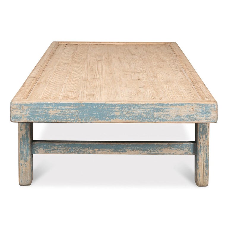Antiqued Blue Rustic Coffee Table For Sale at 1stDibs