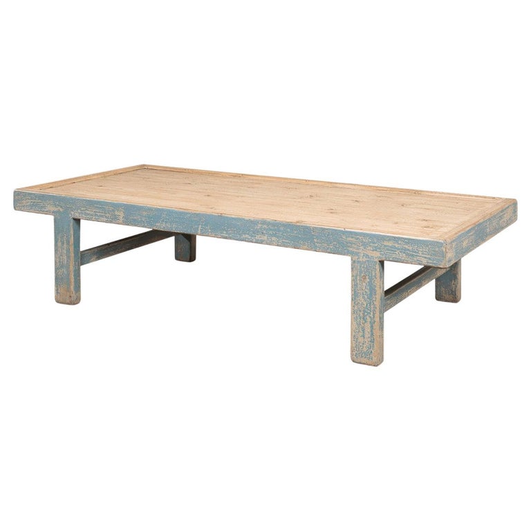 Antiqued Blue Rustic Coffee Table For Sale at 1stDibs
