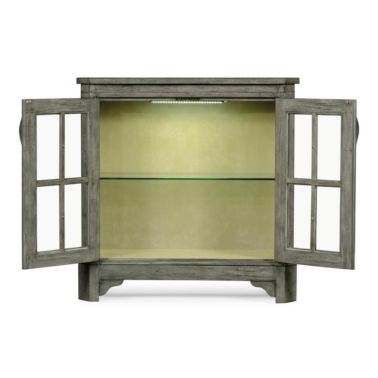 Antiqued Grey Country Low Bookcase For Sale at 1stDibs