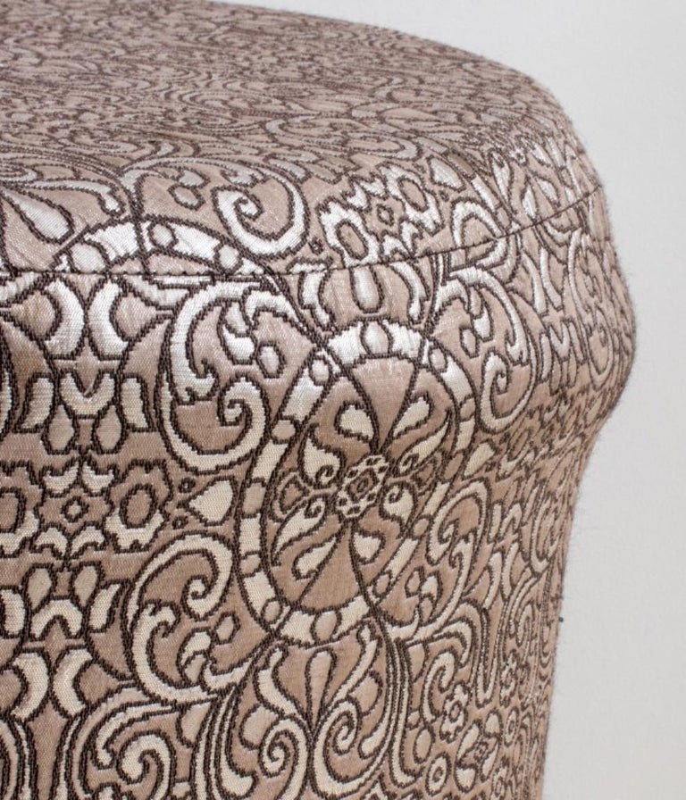 Antiqued Silver Lame Brocade Pouf For Sale at 1stDibs