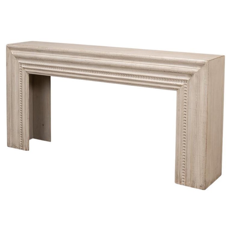 Antiqued Stone Grey Painted Mantel Console For Sale at 1stDibs