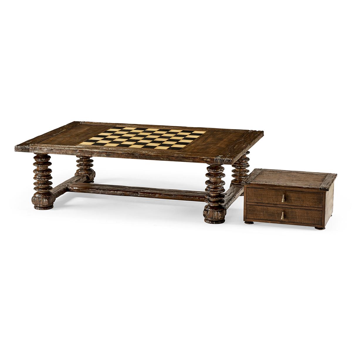 Antiqued Walnut Game Coffee Table at 1stDibs