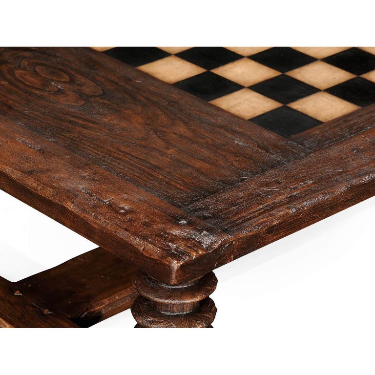 Antiqued Walnut Game Coffee Table For Sale at 1stDibs
