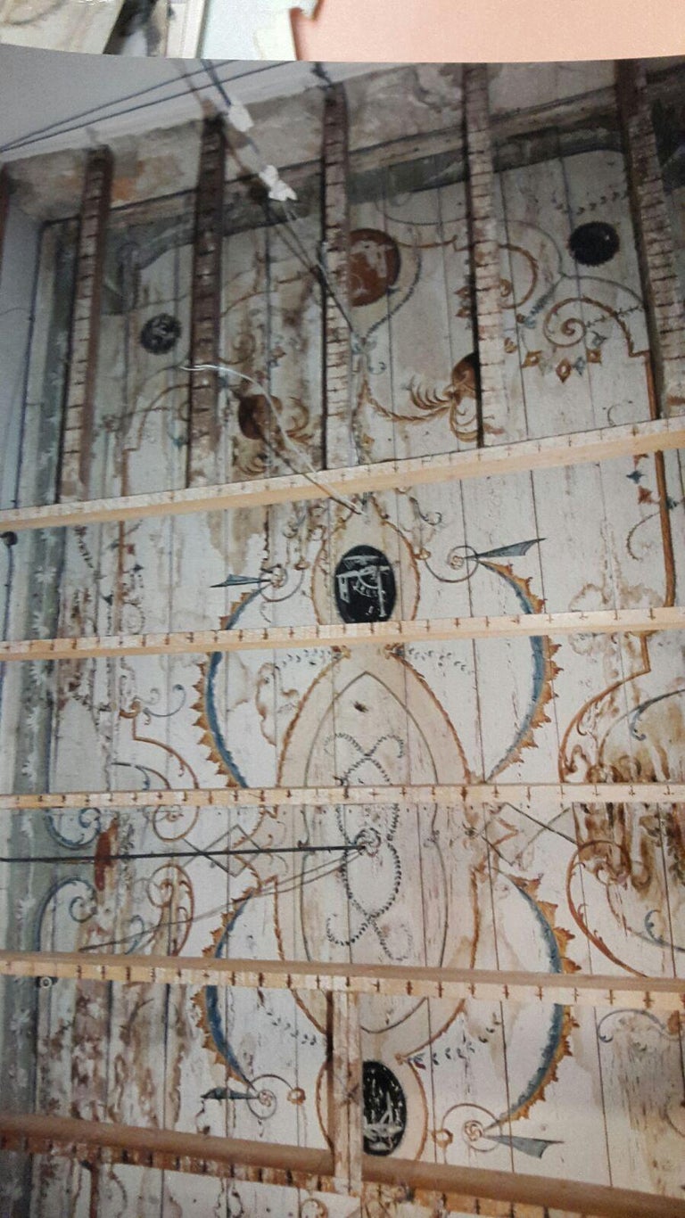 Antiquet Hand-Painted Plank Ceiling, Grotesque '700, Sicily, Italy For ...