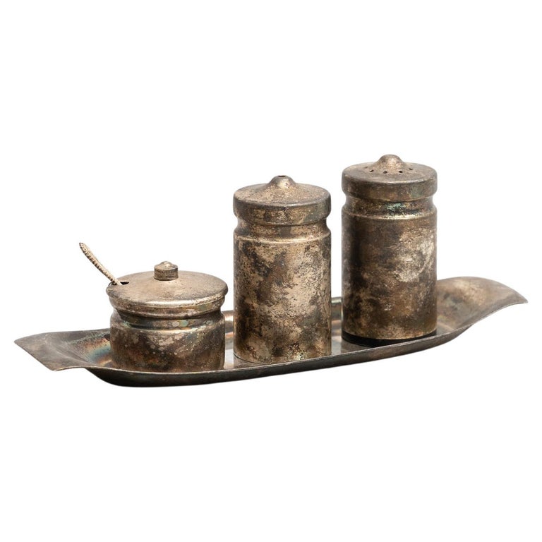 Antiqure Catalan Metal Cruet Set, circa 1940 For Sale at 1stDibs