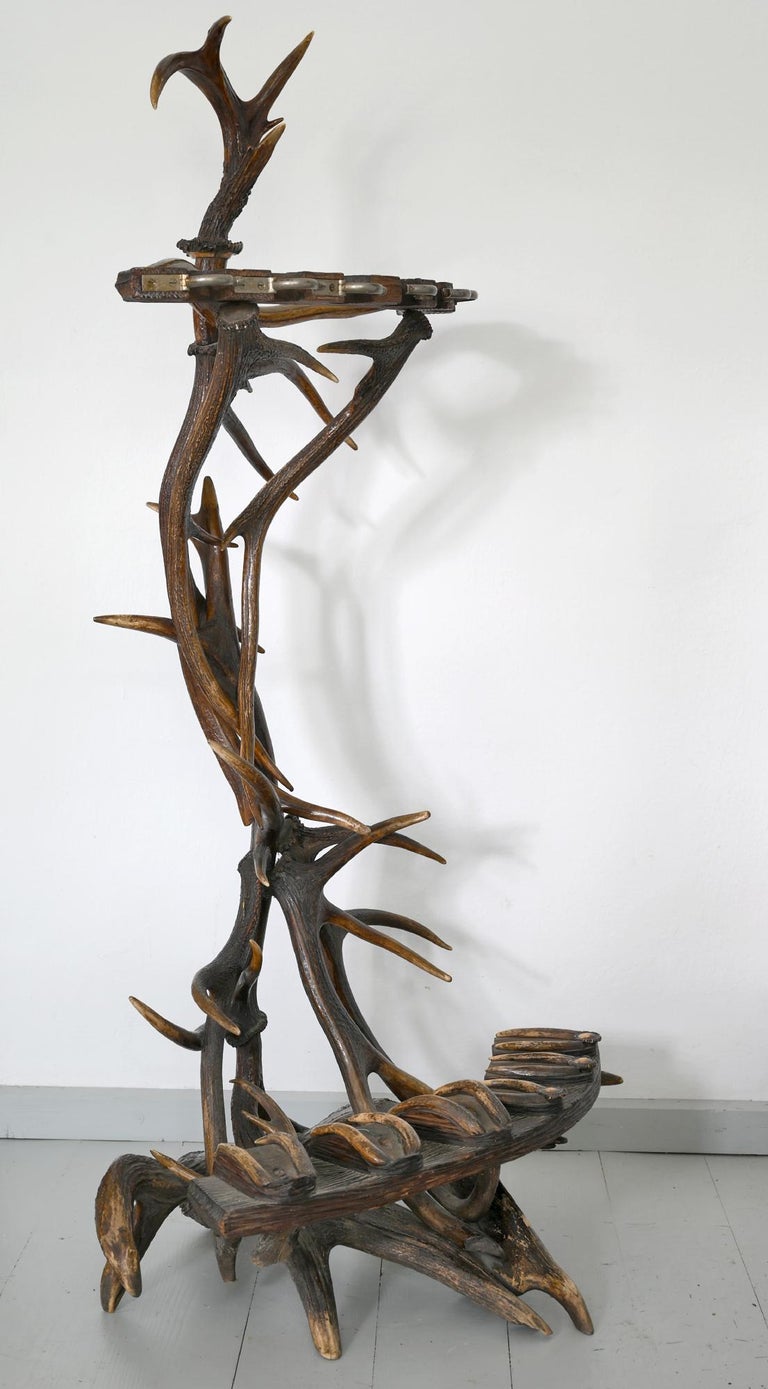 19th Century, European, Antler Gun Rack and Stand, Brown, Wood For Sale ...