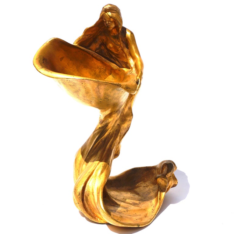 Antoine Bofill Art Nouveau Gilt Bronze Mermaid For Sale at 1stDibs