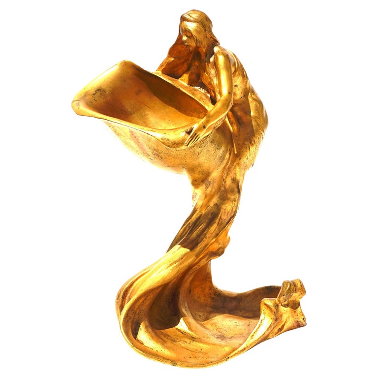 Antoine Bofill Art Nouveau Gilt Bronze Mermaid For Sale at 1stDibs