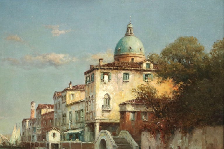 Antoine Bouvard Snr. - Venice - 19th Century Oil, Gondolas on Canal ...