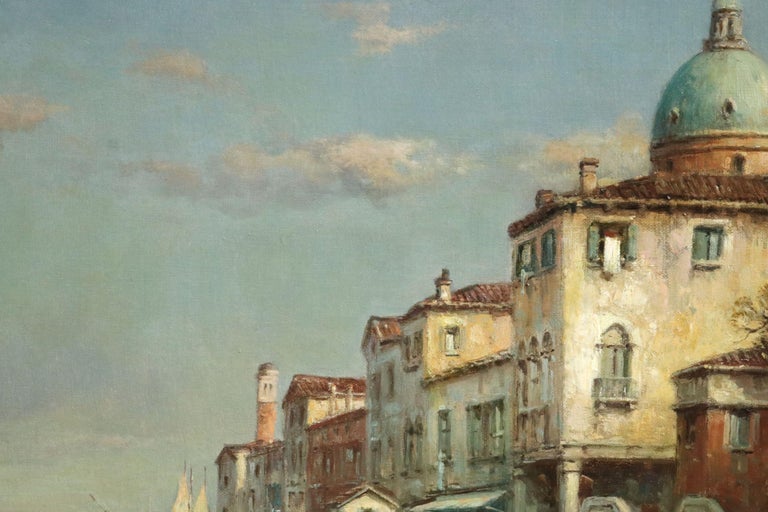 Antoine Bouvard Snr. - Venice - 19th Century Oil, Gondolas on Canal ...