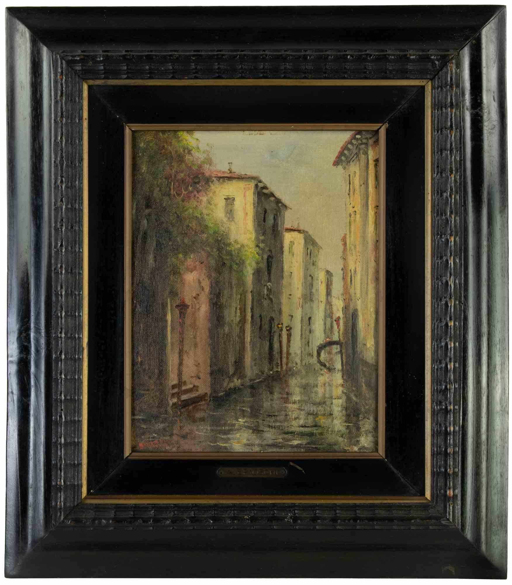 Anton Brioschi - Canal in Venice - Oil by Anton Brioschi - Late 19th ...