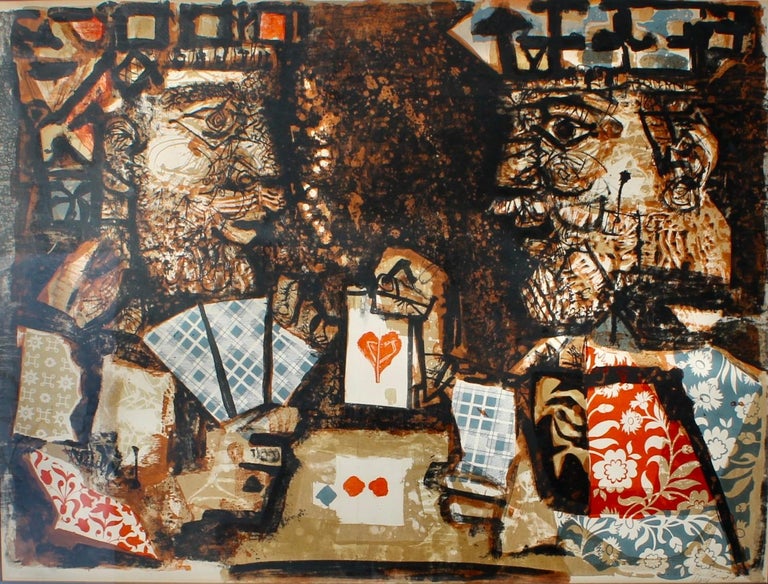 Antoni Clave "the Game of Cards" 1956 Lithograph For Sale at 1stDibs