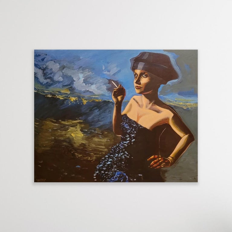 Antoni Fałat - Kasia with a cigarette - Figurative Acrylic Painting ...