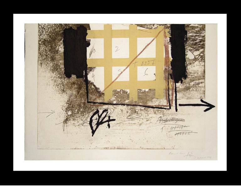 Antoni Tàpies - engraved with plastic collage and polychrome stamping ...