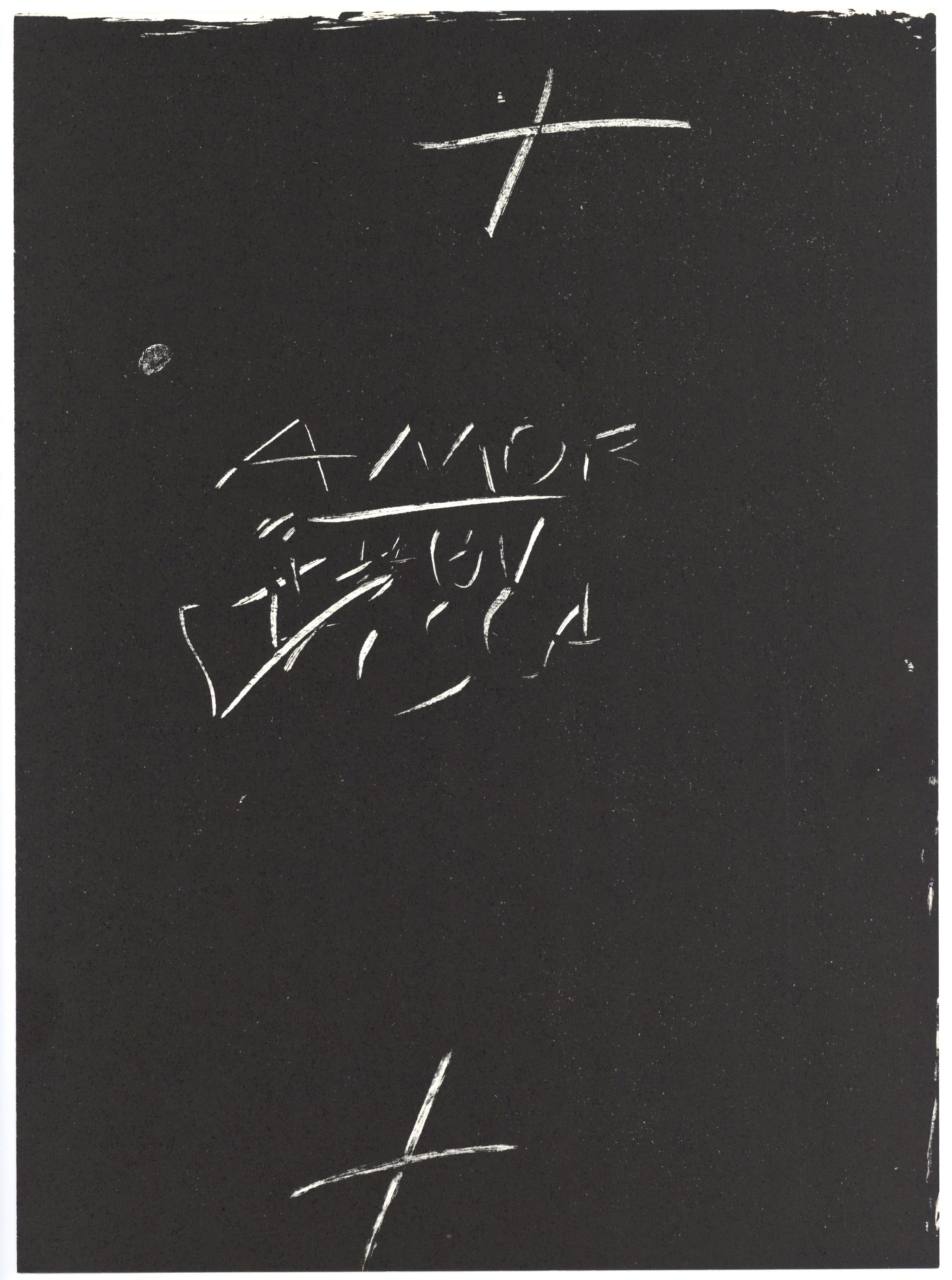 Antoni Tàpies - Tapies Black Yellow Vertical. 1974 original lithography ...