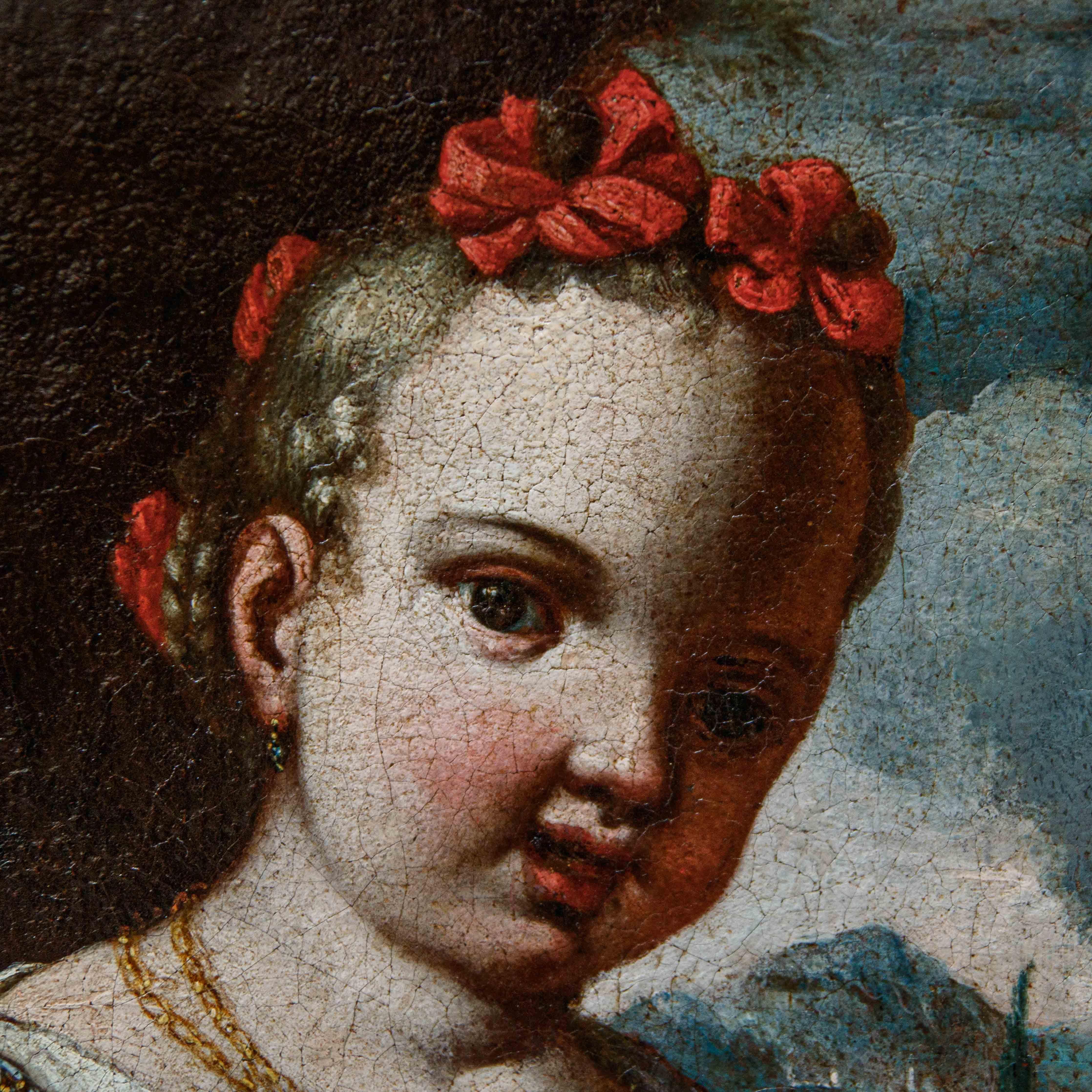Antonio Amorosi - Portrait of a Little Girl Oil on canvas by Antonio ...