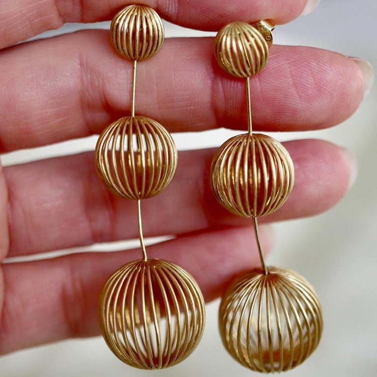 Antonio Bernardo Yellow Gold Orbis Long Dangle Earrings For Sale at 1stDibs