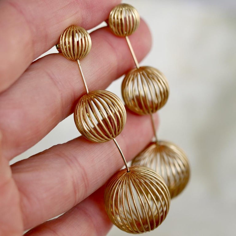 Antonio Bernardo Yellow Gold Orbis Long Dangle Earrings For Sale at 1stDibs
