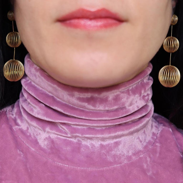 Antonio Bernardo Yellow Gold Orbis Long Dangle Earrings For Sale at 1stDibs