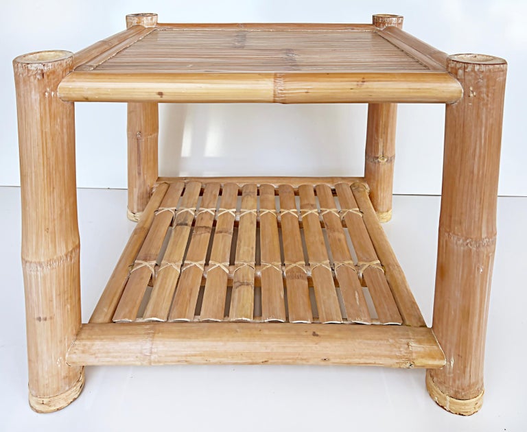 Antonio Budji Layug Style Vintage Coastal Bamboo Side Table For Sale at ...