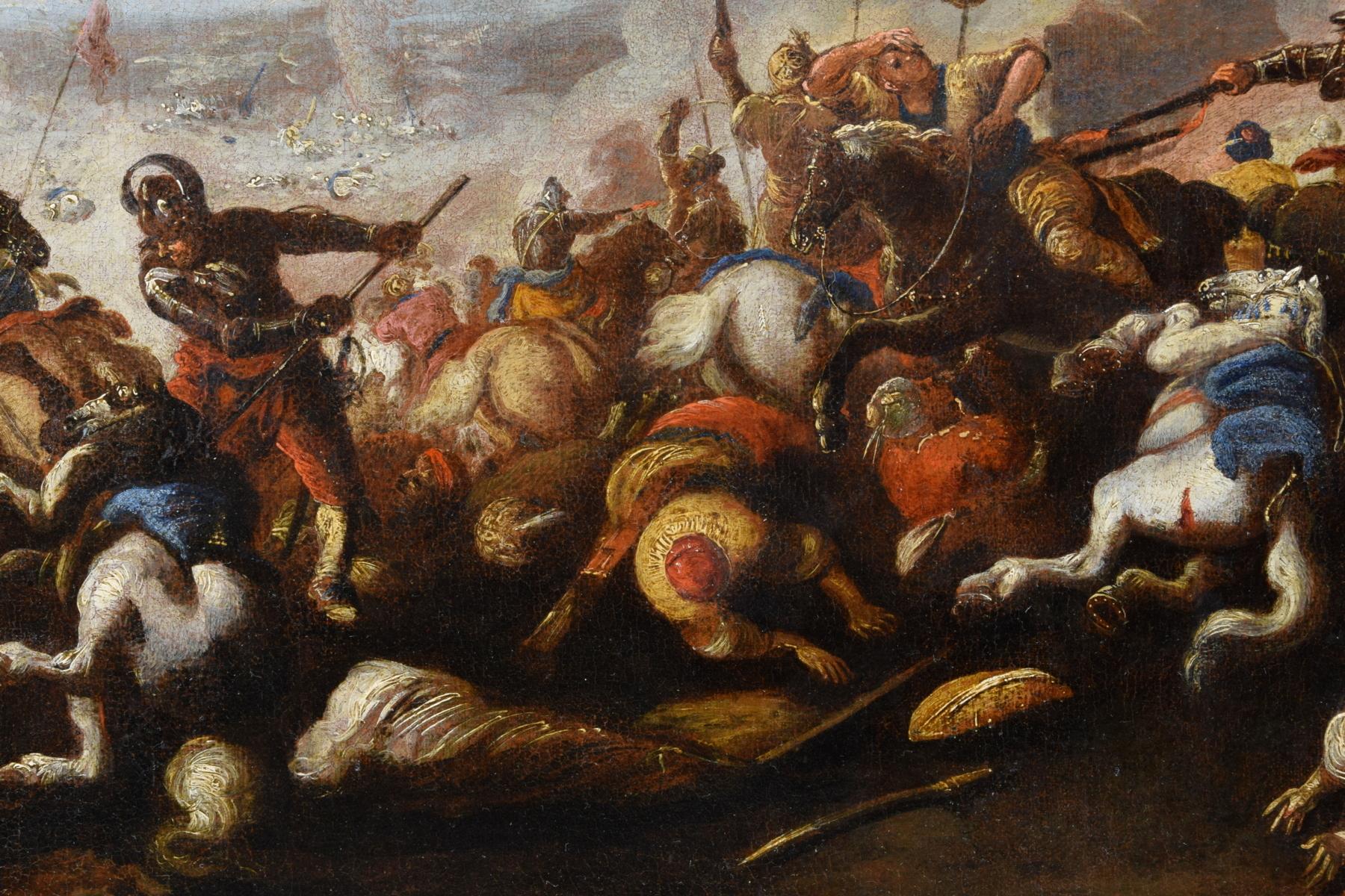 Antonio Calza Italian Oiln on Canvas Battle Between Cavalry Painting ...