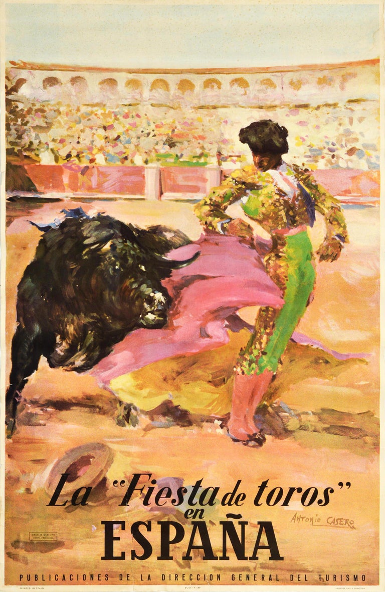 Antonio Casero - Original Vintage Travel Poster La Fiesta De Toros En ...