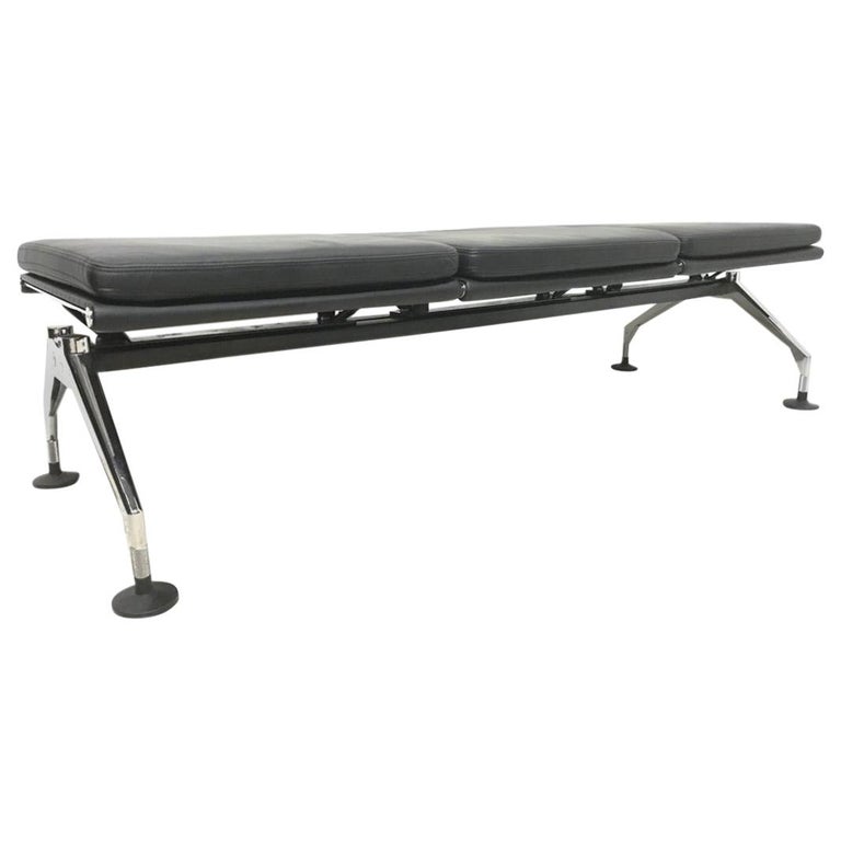 Antônio Citterio for Vitra Chrome and Black Leather Window Seat or ...