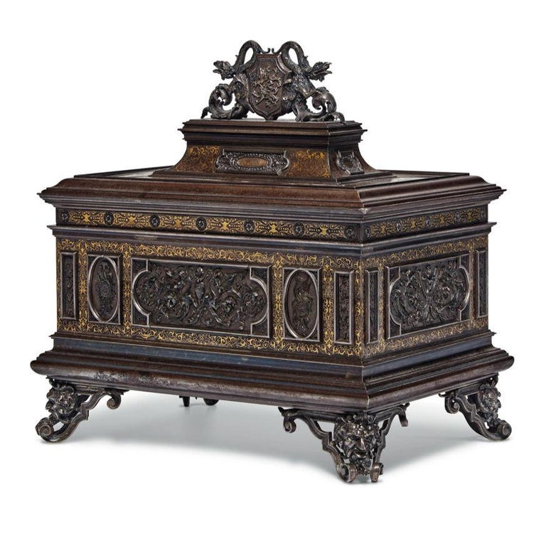 Renaissance Damascened Steel Casket from 1872 Great London Exhibition ...
