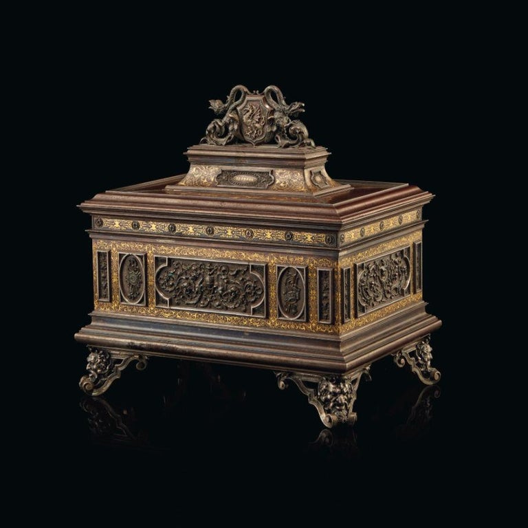 Renaissance Damascened Steel Casket from 1872 Great London Exhibition ...