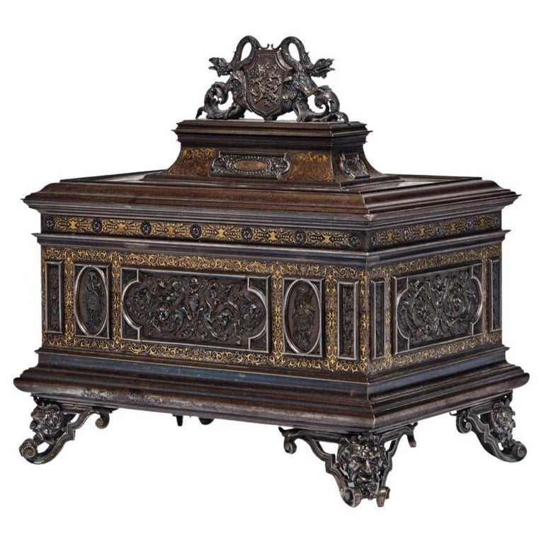 Renaissance Damascened Steel Casket from 1872 Great London Exhibition ...