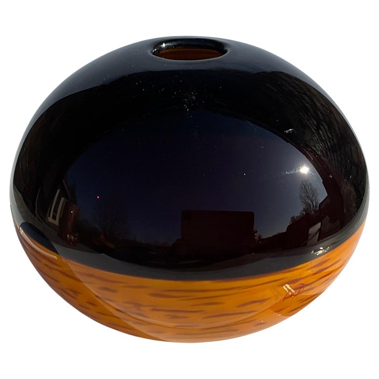 Antonio da Ros Cenedese Fossili Incalmo Murano Glass Vase orange cane ...