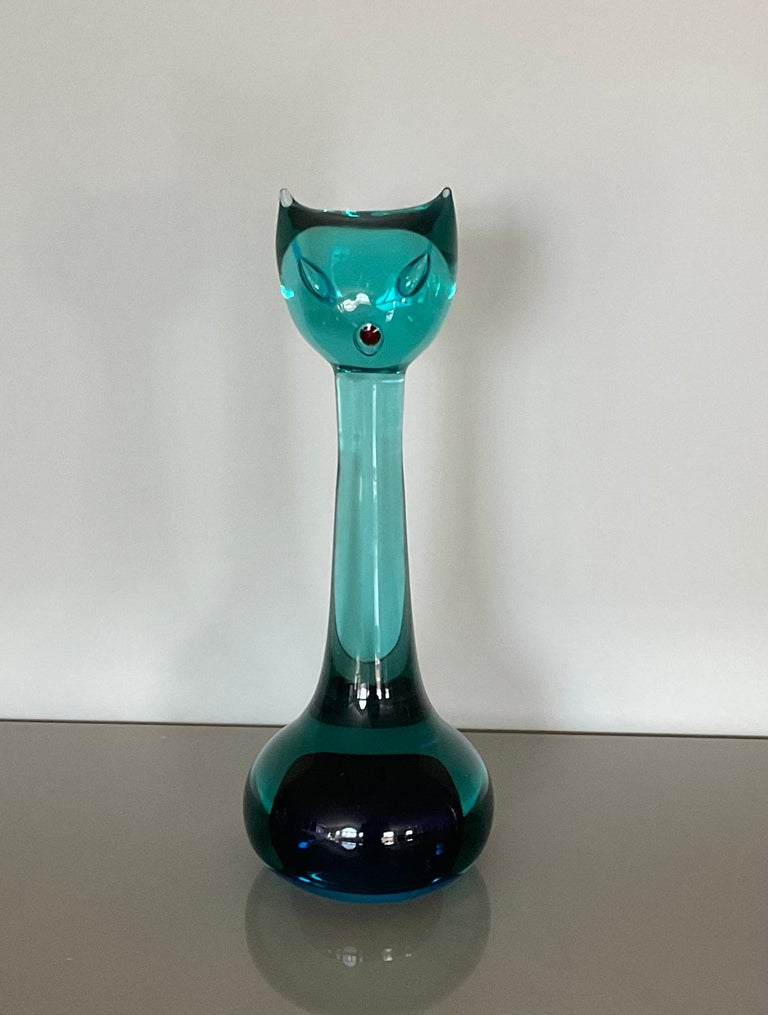 Antonio da Ros Cenedese Murano Hand Blown Glass Cat Sculpture in ...