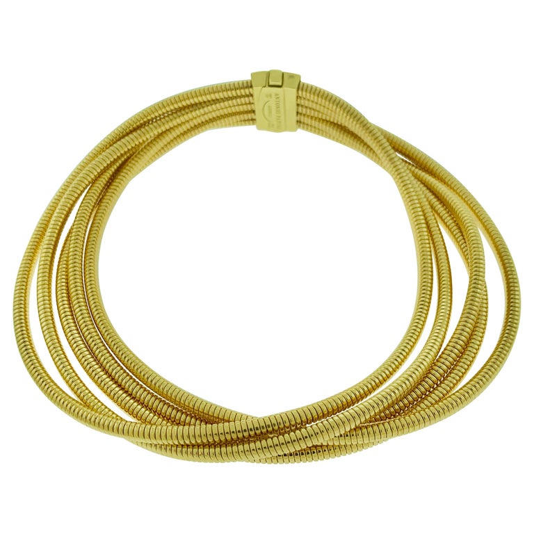 Antonio Papini Gioielli 5 Strand DNA Choker Necklace 18 Karat Yellow ...