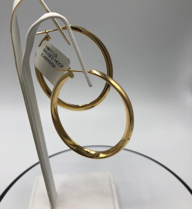 Antonio Papini Ridged Hoop Earrings at 1stDibs