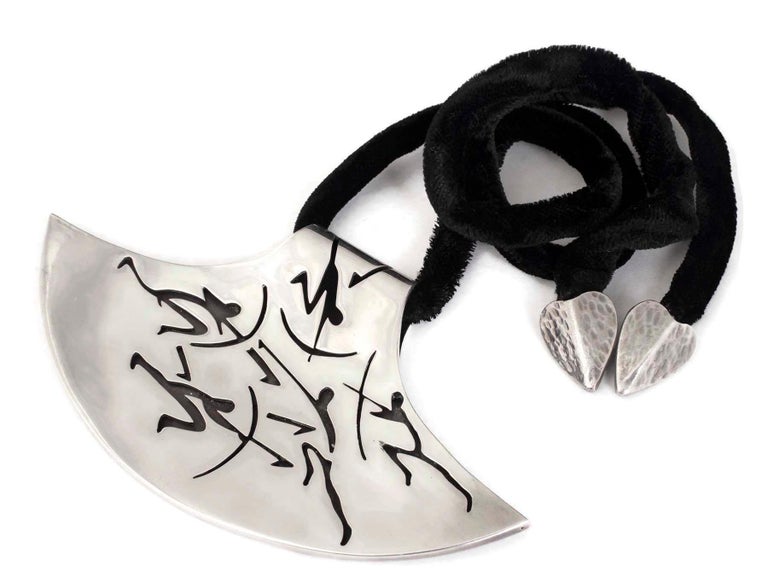 Antonio Pineda Mexican 970 Fine Silver "Lascaux Hunters" Pendant ...