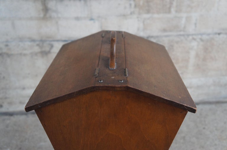 Antque Early American Style Walnut Standing Sewing Box Chest Cabinet ...