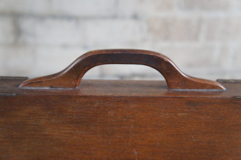 Antque Early American Style Walnut Standing Sewing Box Chest Cabinet ...