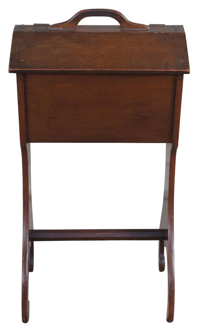 Antque Early American Style Walnut Standing Sewing Box Chest Cabinet ...