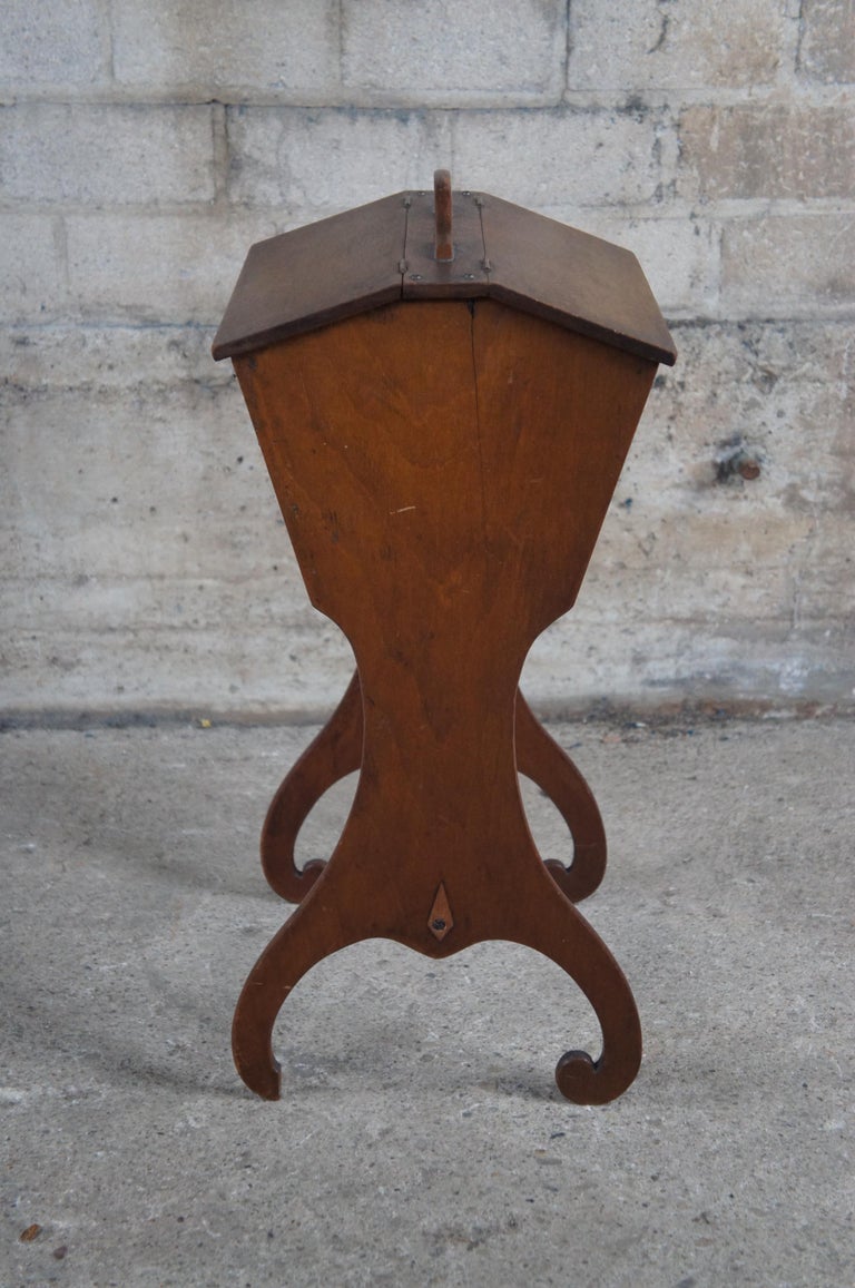 Antque Early American Style Walnut Standing Sewing Box Chest Cabinet ...