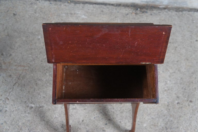 Antque Early American Style Walnut Standing Sewing Box Chest Cabinet ...