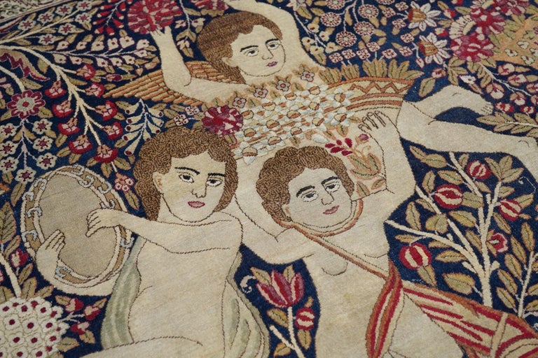 Antque Kerman Pictorial Rug For Sale at 1stDibs