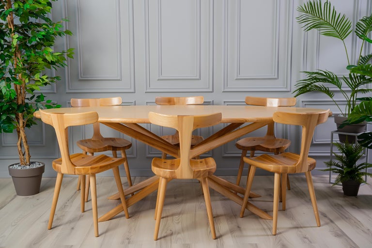 Anvil Natural Beige Solid Wood Dining Chairs For Sale at 1stDibs