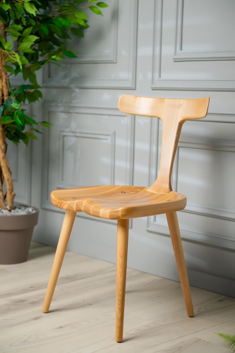 Anvil Natural Beige Solid Wood Dining Chairs For Sale at 1stDibs