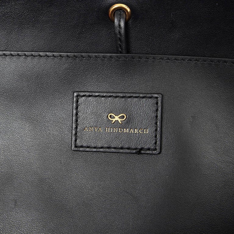 ANYA HINDMARCH black leather BOW DETAILED Shopping Tote Bag For Sale at ...