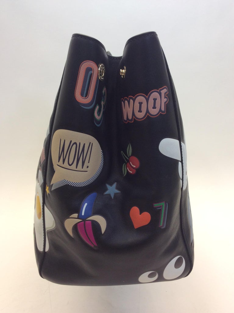 Anya Hindmarch Black Leather Sticker Tote NWT For Sale at 1stDibs