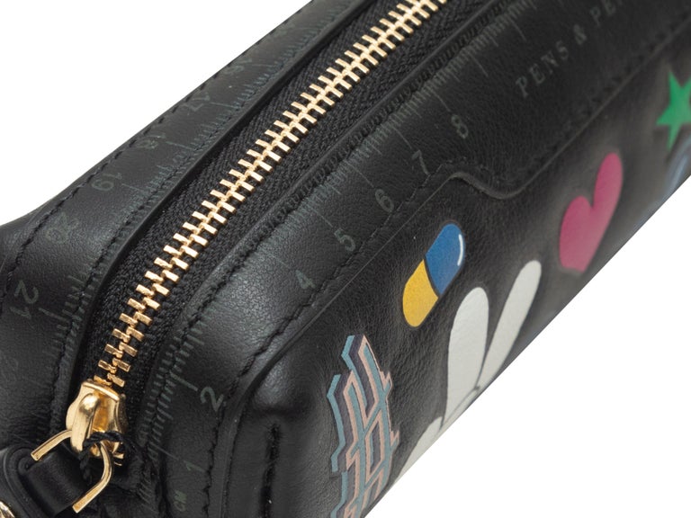 Anya Hindmarch Black and Multicolor Sticker Print Pencil Case For Sale ...
