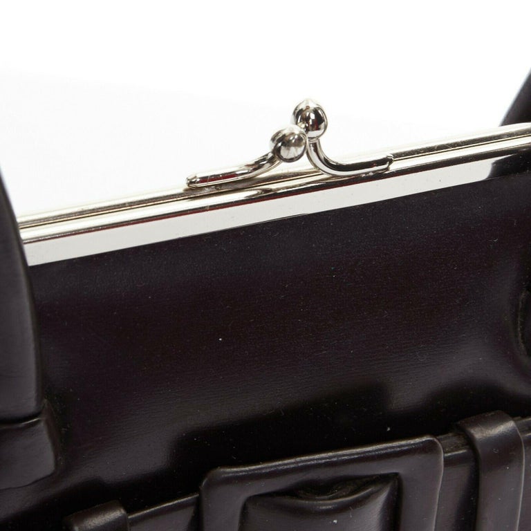 ANYA HINDMARCH Vintage dark brown buckle strap front long handle ...