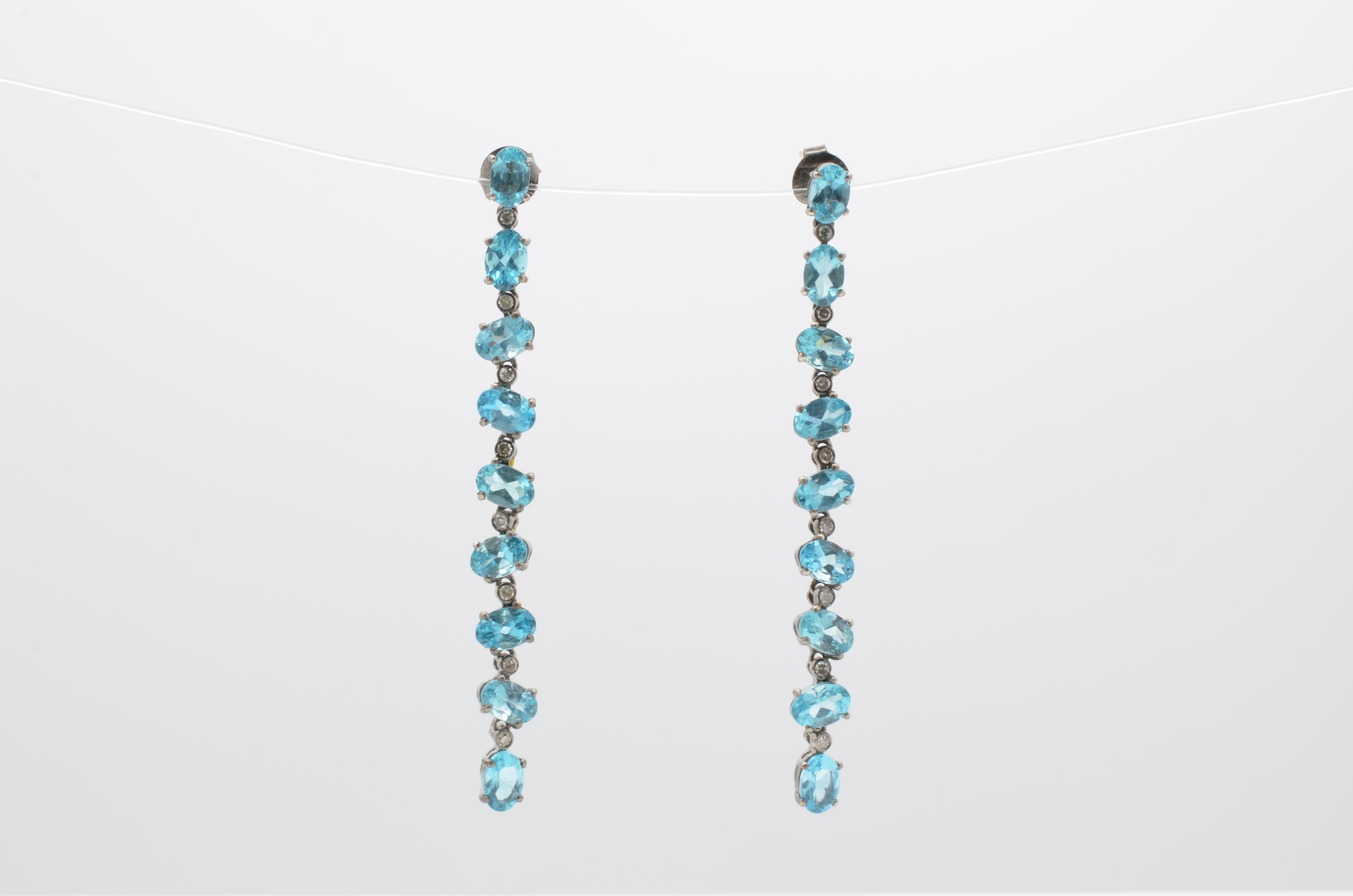 Apatite and Diamond Shoulder-Duster Oxidized Silver and Gold Drop ...