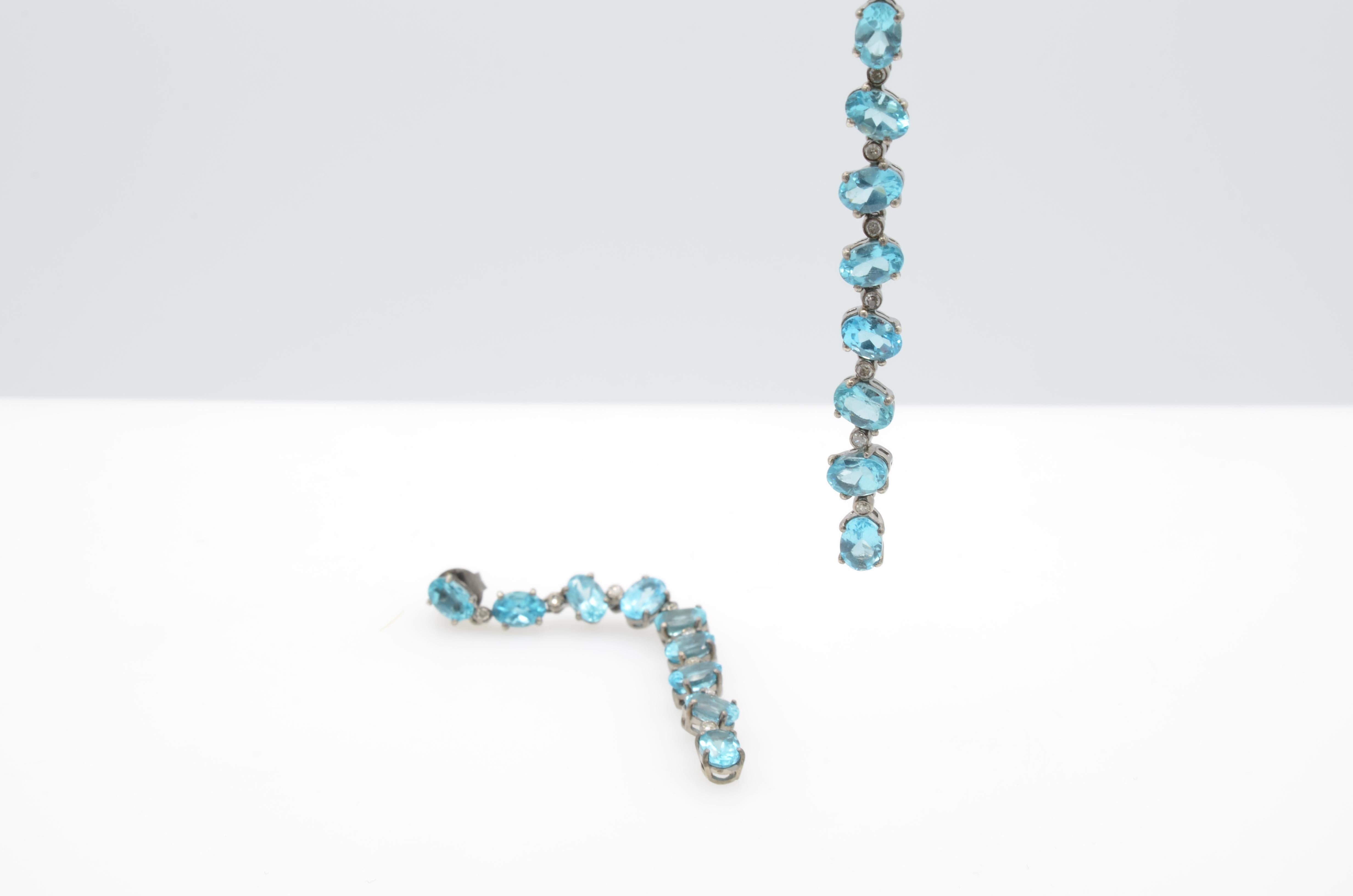 Apatite and Diamond Shoulder-Duster Oxidized Silver and Gold Drop ...